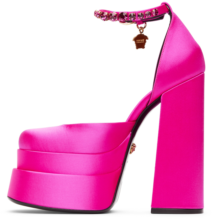 Versace Satin Medusa Aevitas Platform Heels Versace