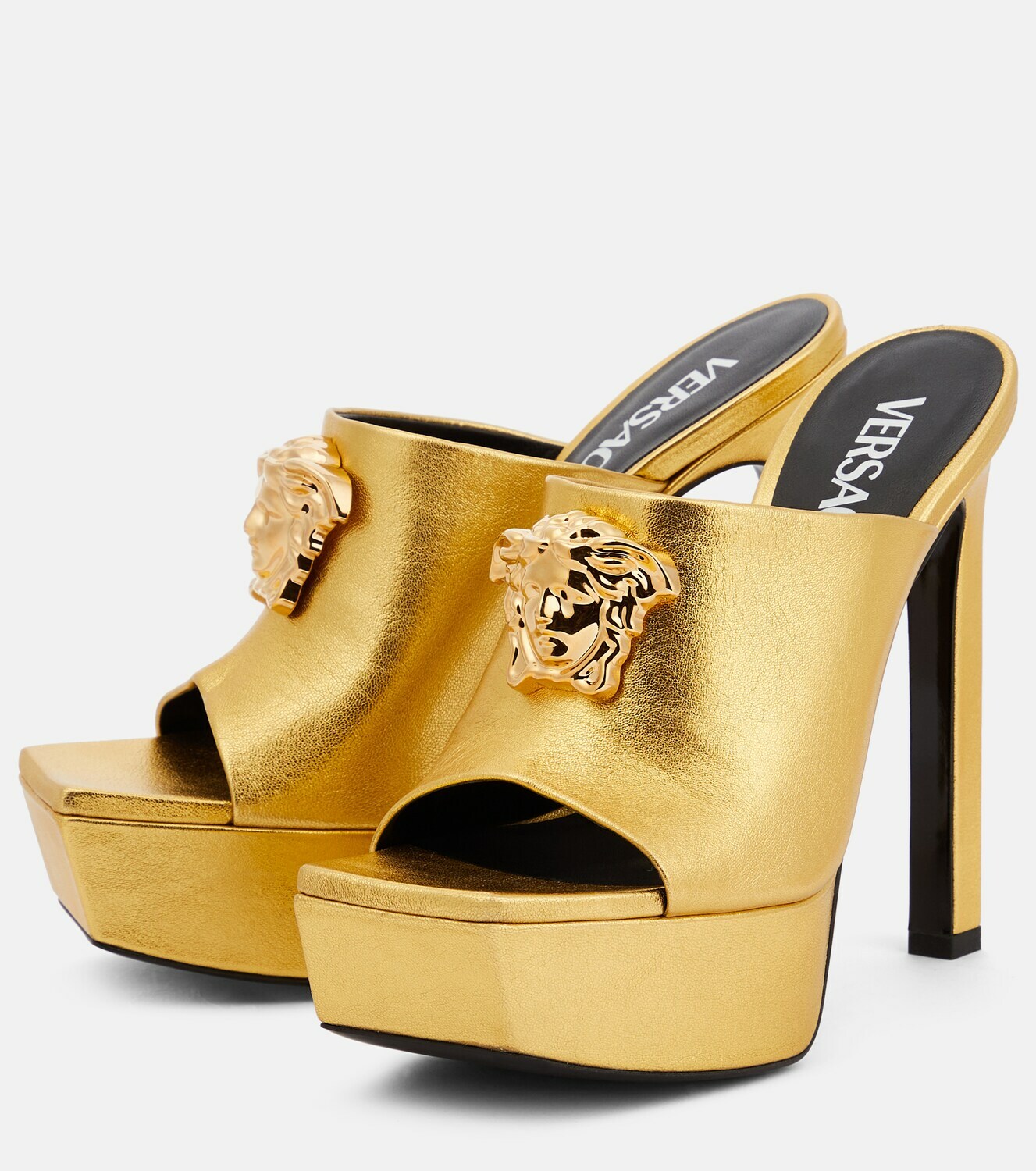Versace - Medusa metallic leather platform mules Versace