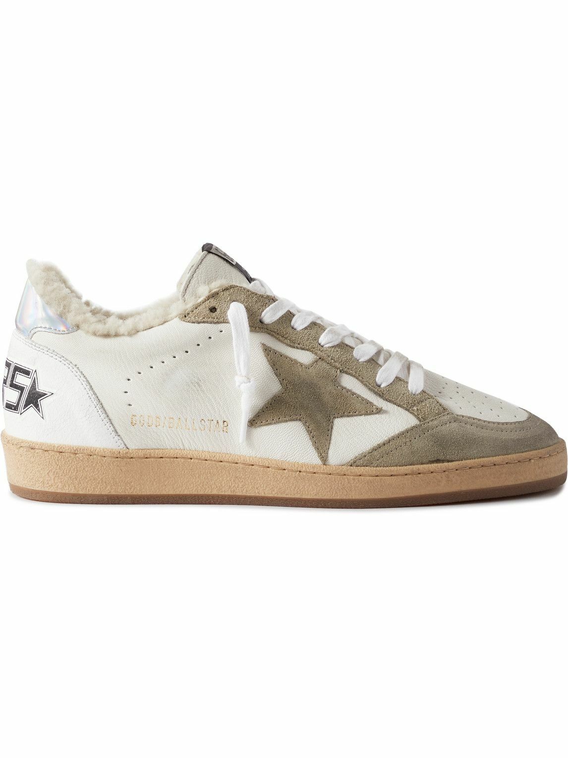 Golden Goose - Ball Star Shearling-Lined Distressed Leather and Suede ...