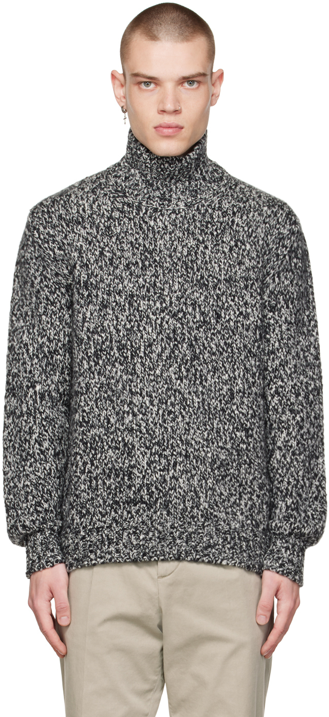 Brioni Black And White Mock Neck Sweater Brioni