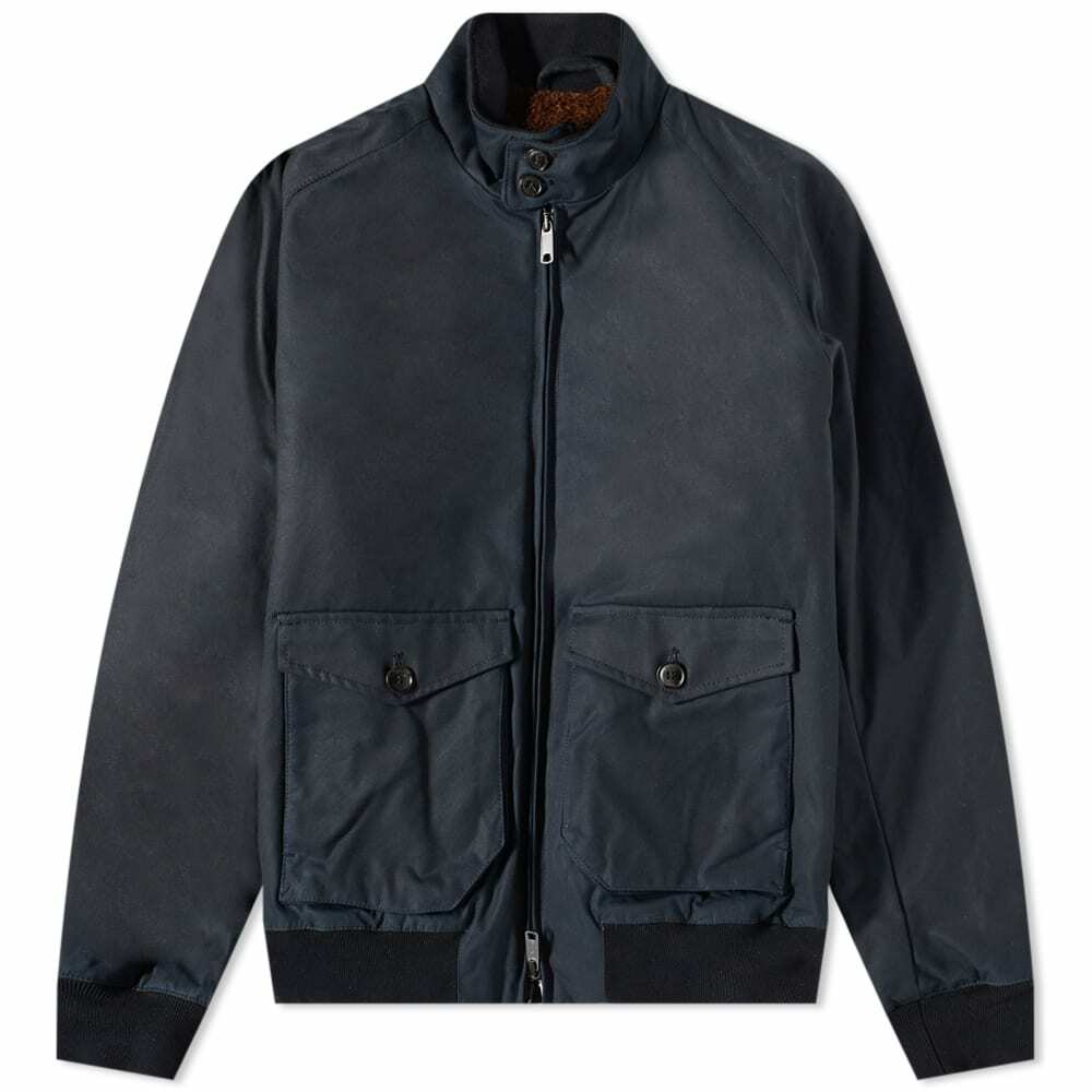 Baracuta Men's G9 Waxed Harrington Jacket in Dark Navy Baracuta