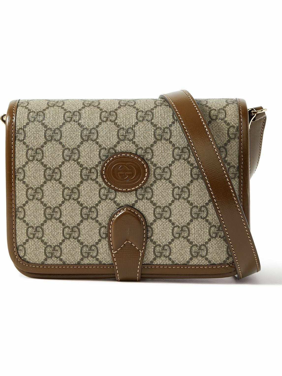 GUCCI - Leather-Trimmed Monogrammed Coated-Canvas Messenger Bag Gucci