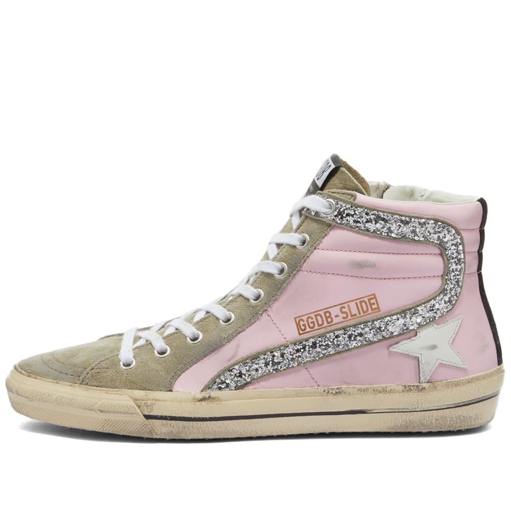 Golden Goose Women's Slide Leather Suede Sneakers in Pink/White/Black ...