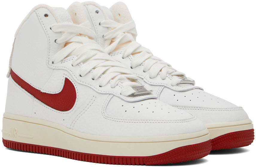 Nike White & Red Air Force 1 High Sneakers Nike