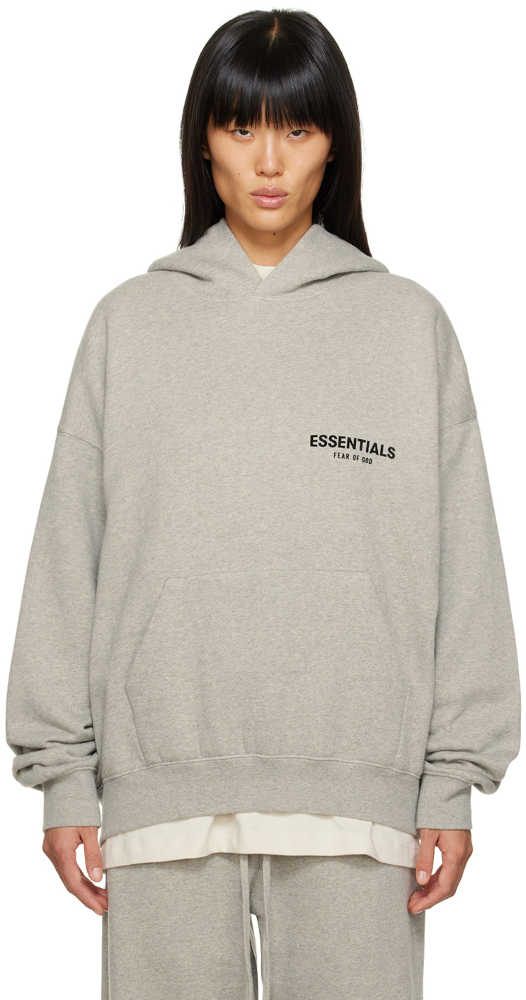 Essentials Gray Flocked Hoodie Essentials