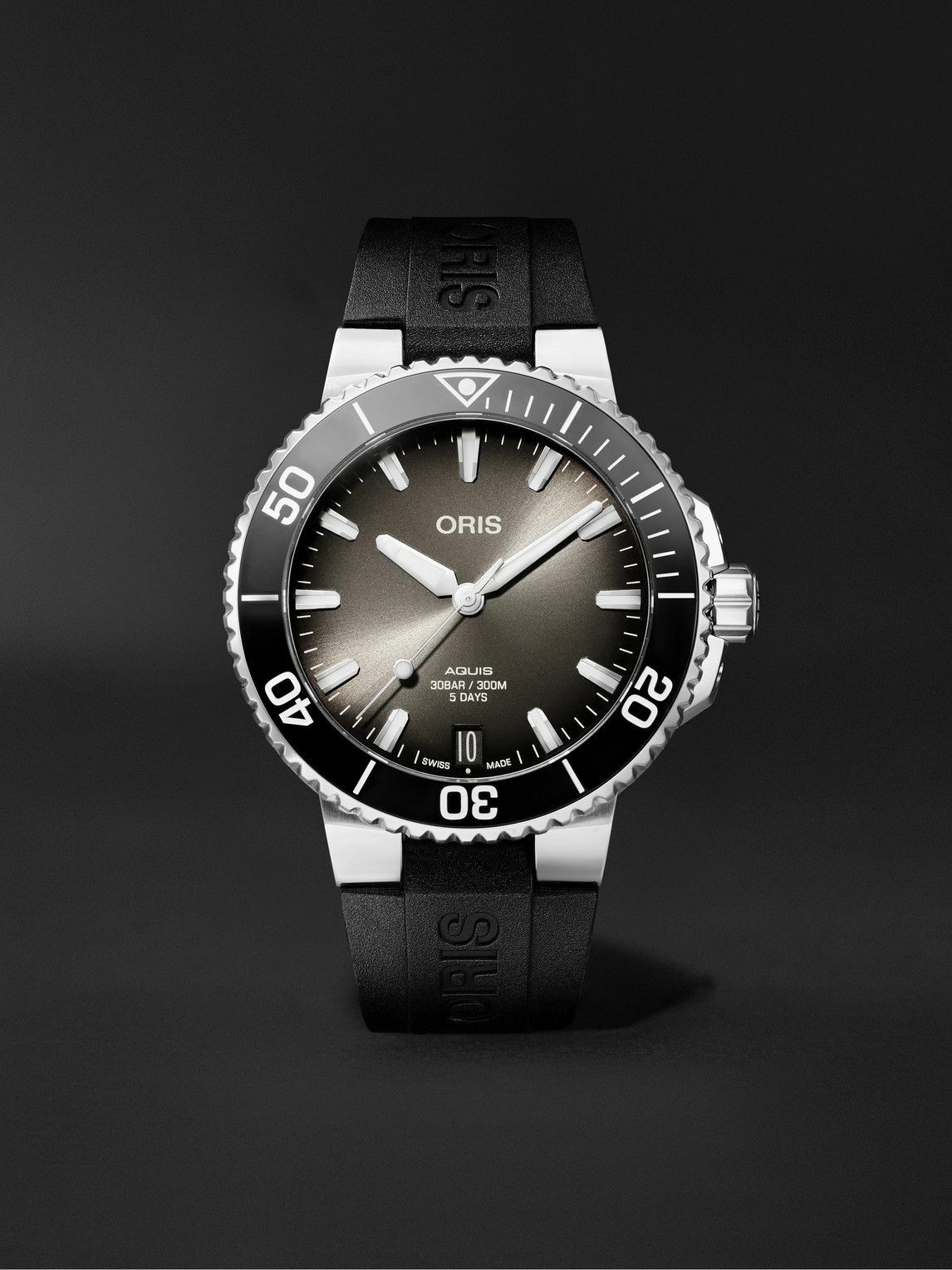 Oris - Aquis Date Automatic 41.5mm Stainless Steel and Rubber Watch ...