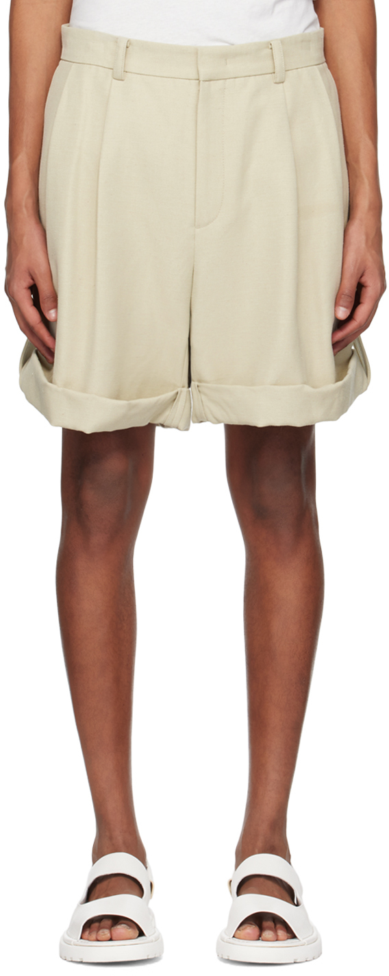 Recto Beige Pleated Shorts Recto