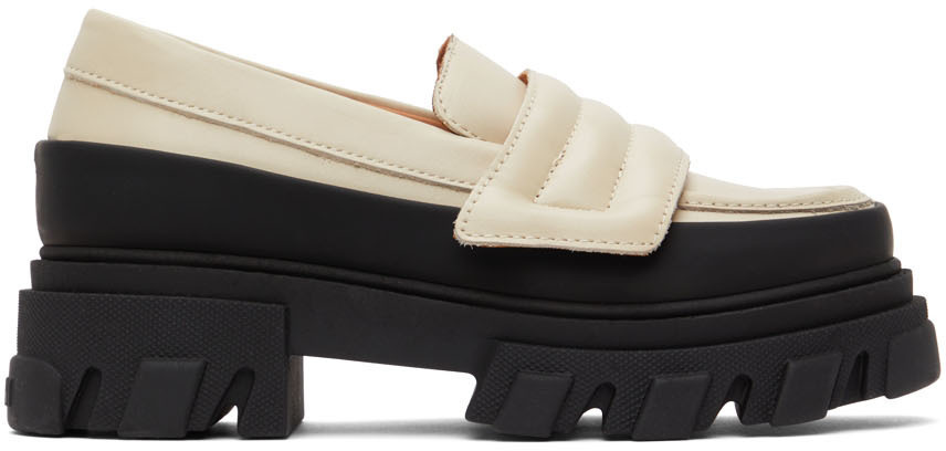 GANNI Off-White Leather Chunky Padded Loafers GANNI
