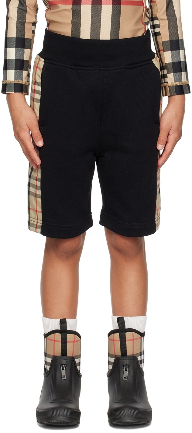 Burberry Kids Black Vintage Check Panel Shorts Burberry