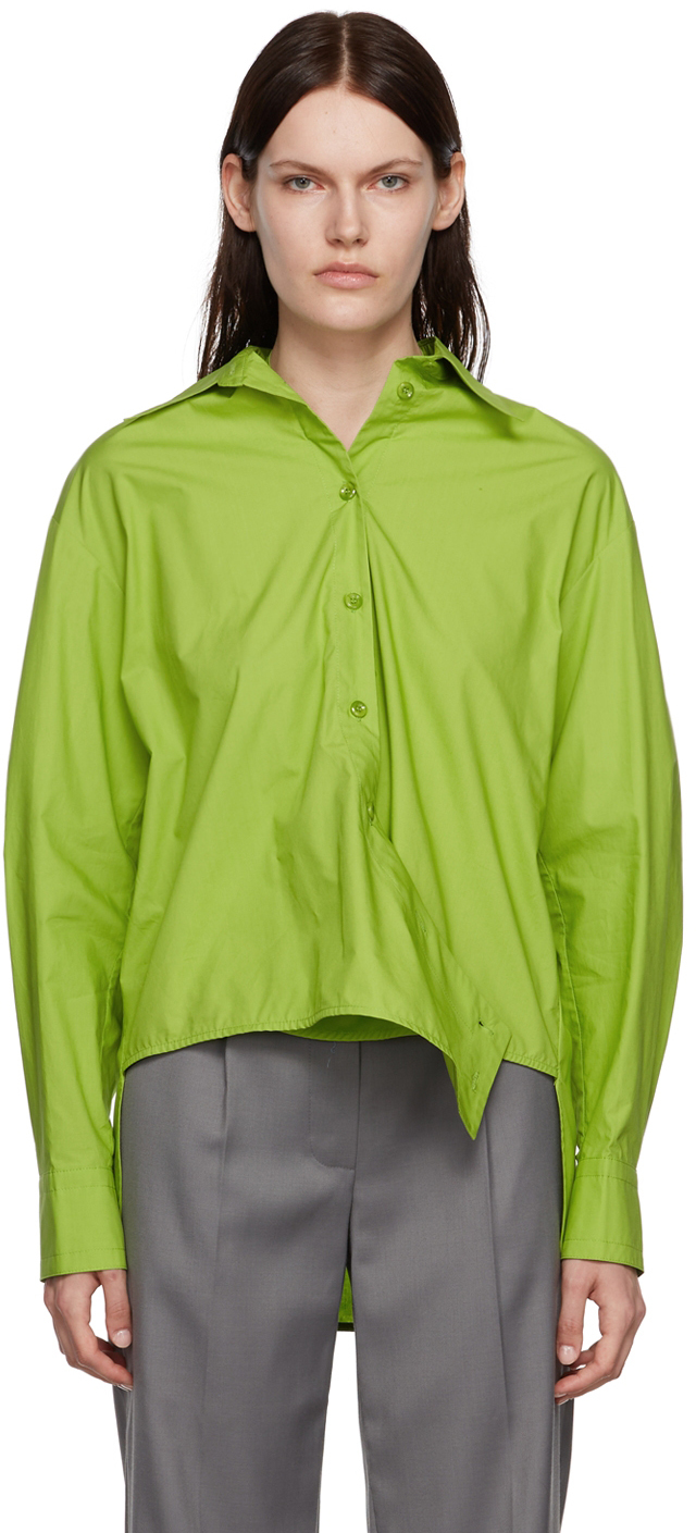 LOW CLASSIC Green Side Button Shirt Low Classic