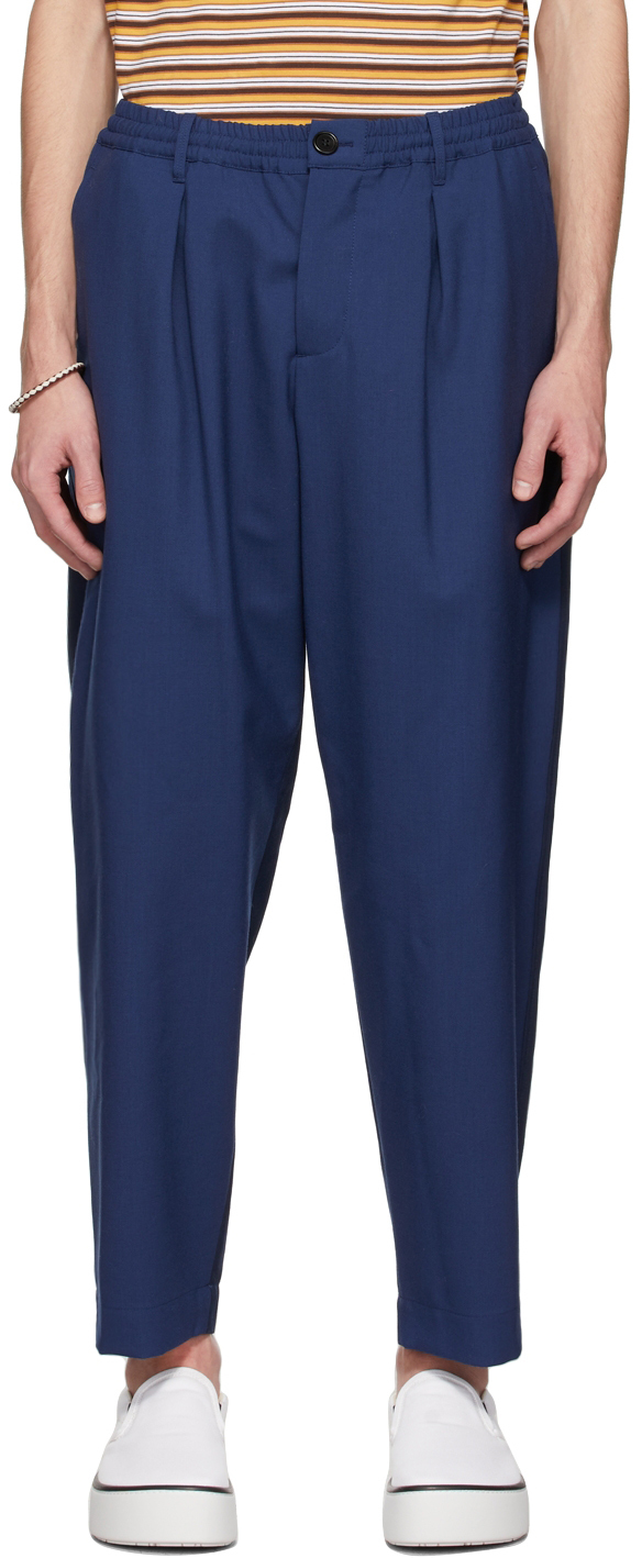 Marni Blue & Navy Colorblock Trousers Marni