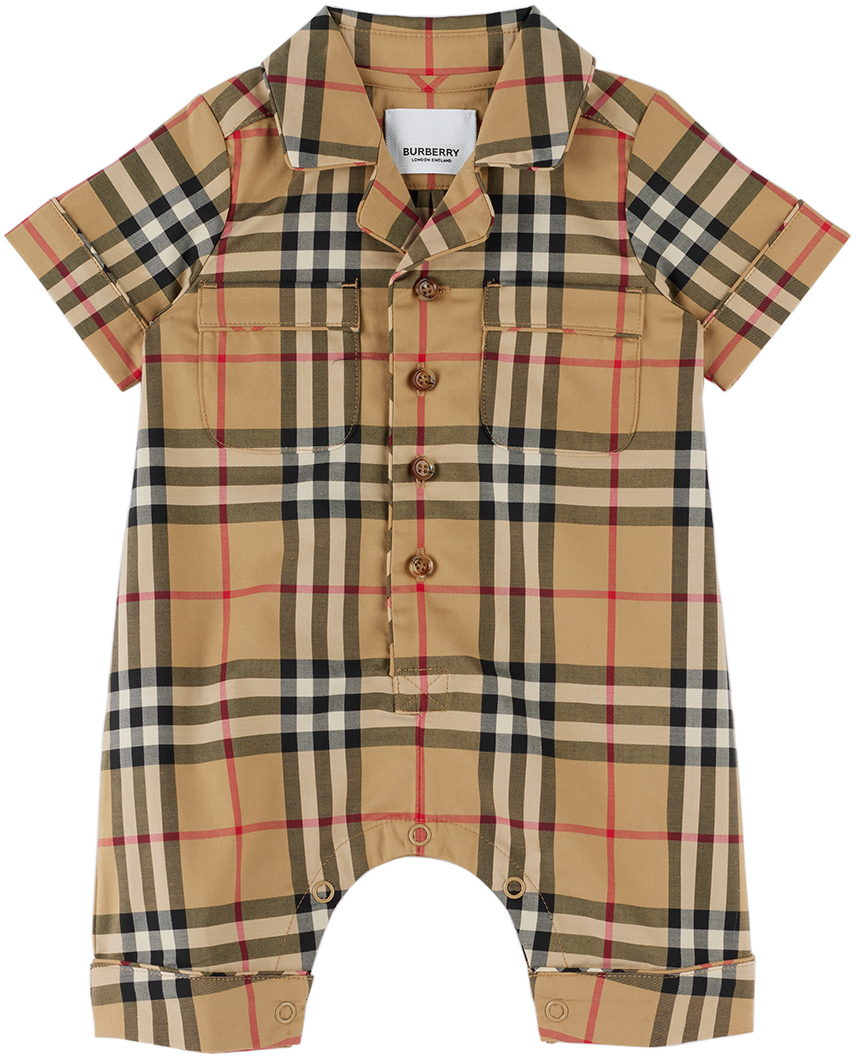 Burberry Baby Beige Check Jumpsuit Burberry