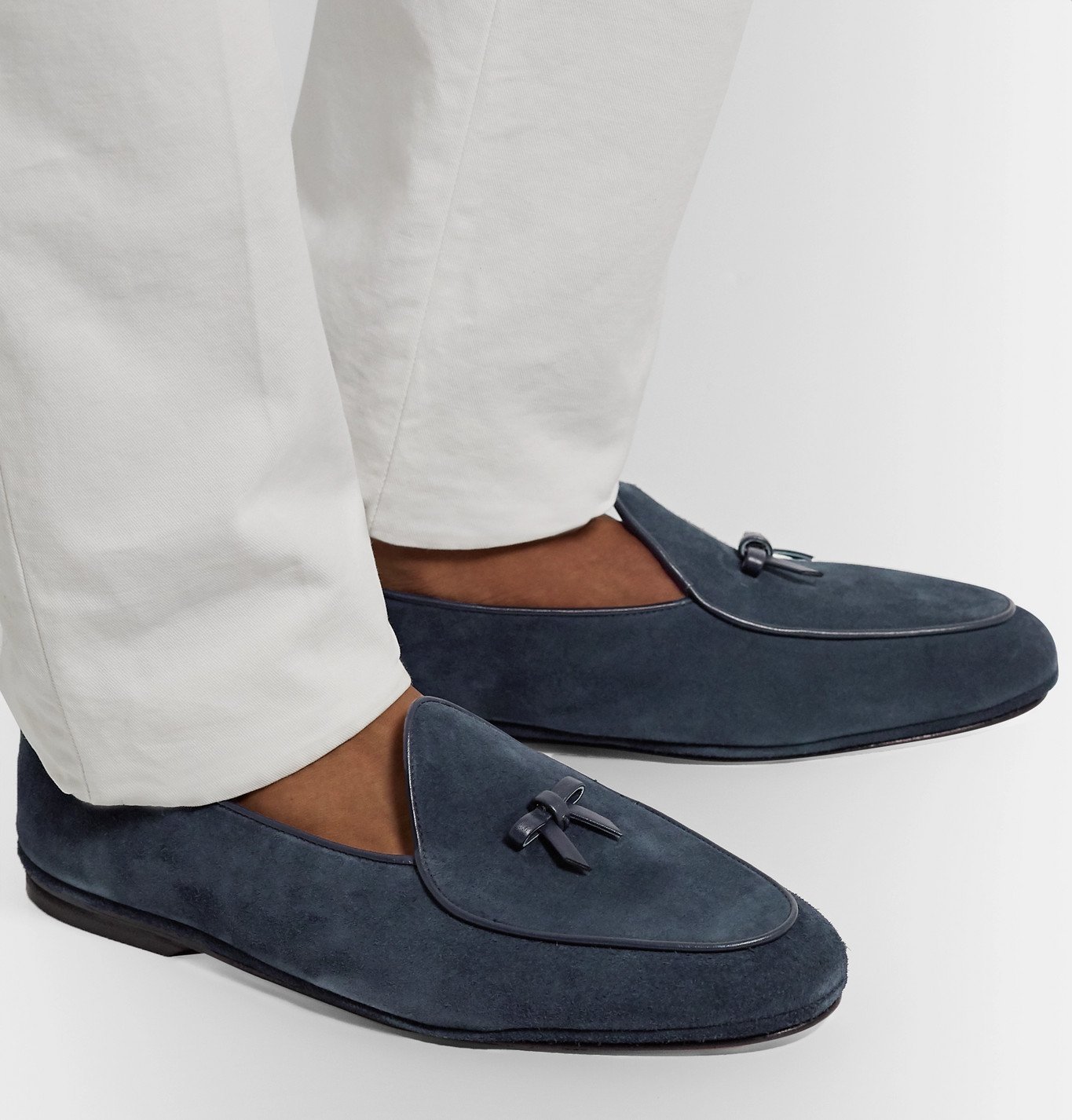 Rubinacci - Marphy Leather-Trimmed Suede Tasselled Loafers - Blue Rubinacci