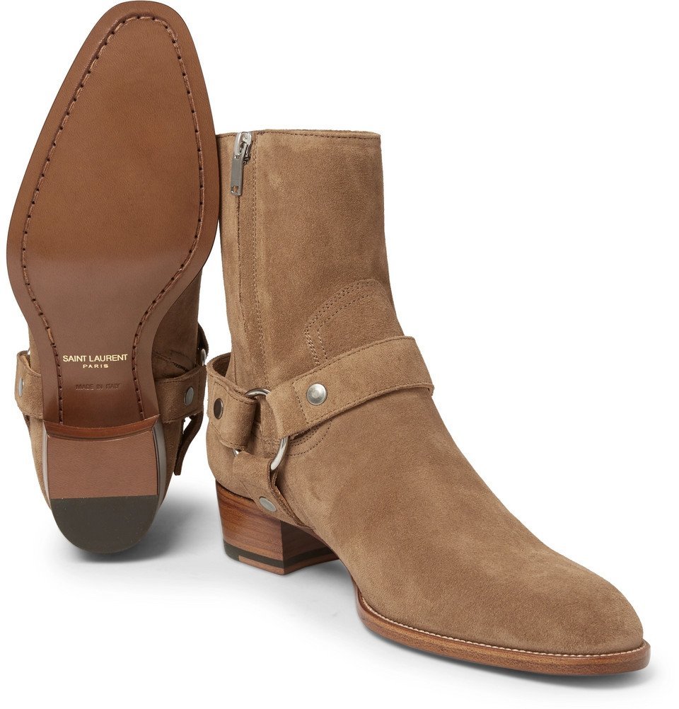 Saint Laurent - Wyatt Suede Harness Boots - Tan Saint Laurent