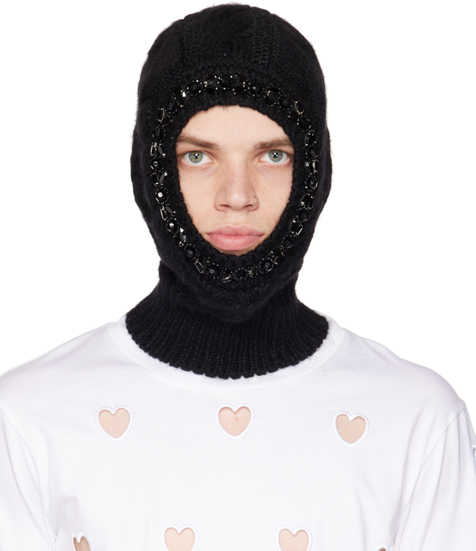 Simone Rocha SSENSE Exclusive Black Beaded Balaclava Simone Rocha