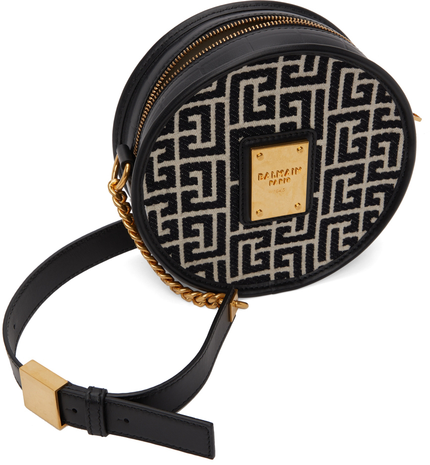 Balmain Black Jacquard 1945 Circle Shoulder Bag Balmain