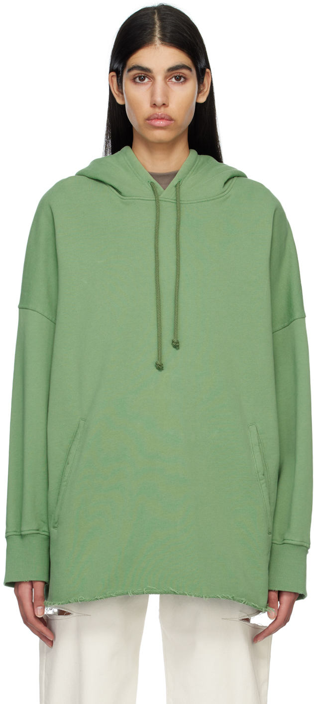 MM6 Maison Margiela Green Raw Edge Hoodie MM6 Maison Margiela