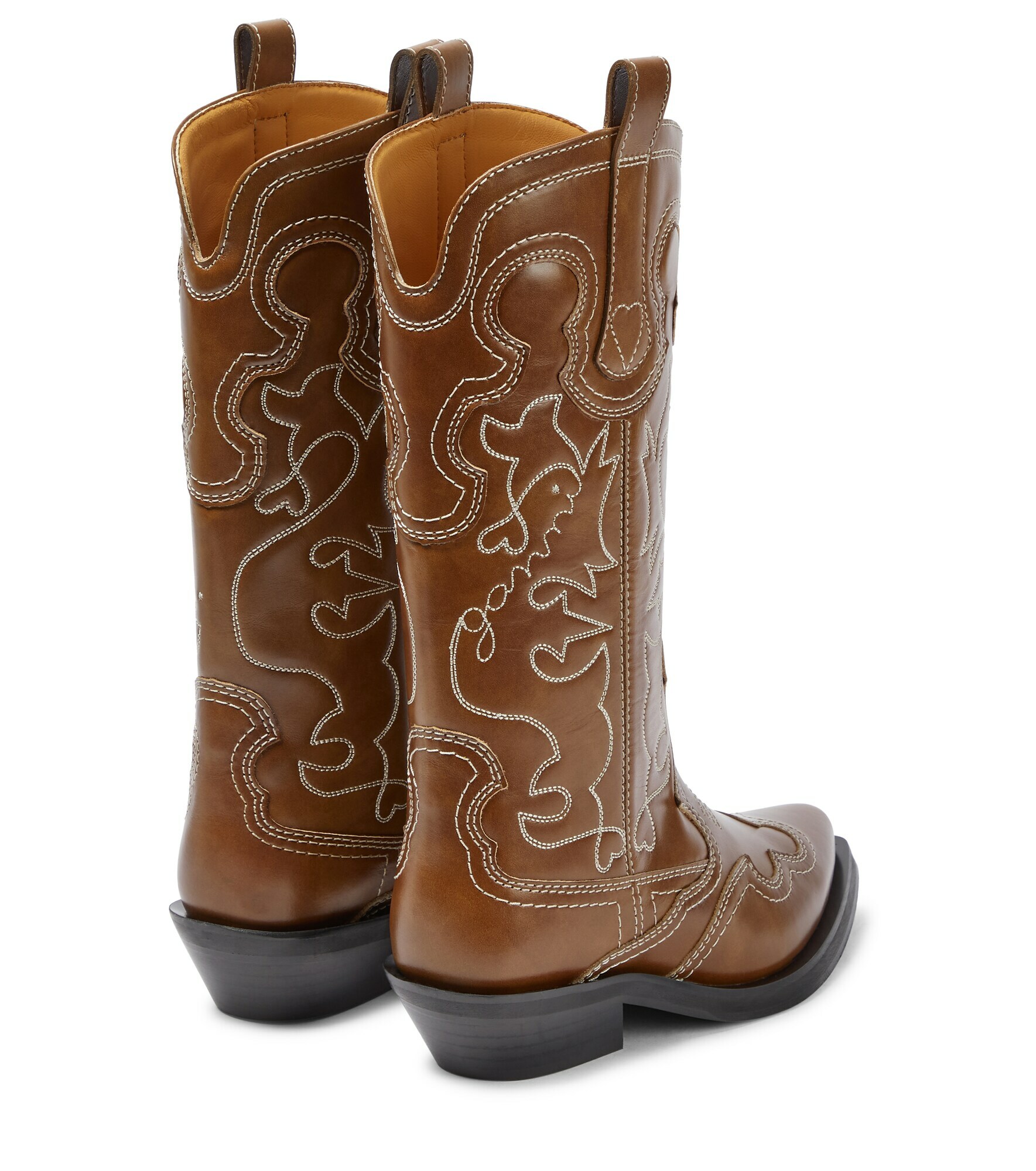 Ganni - Embroidered leather cowboy boots GANNI