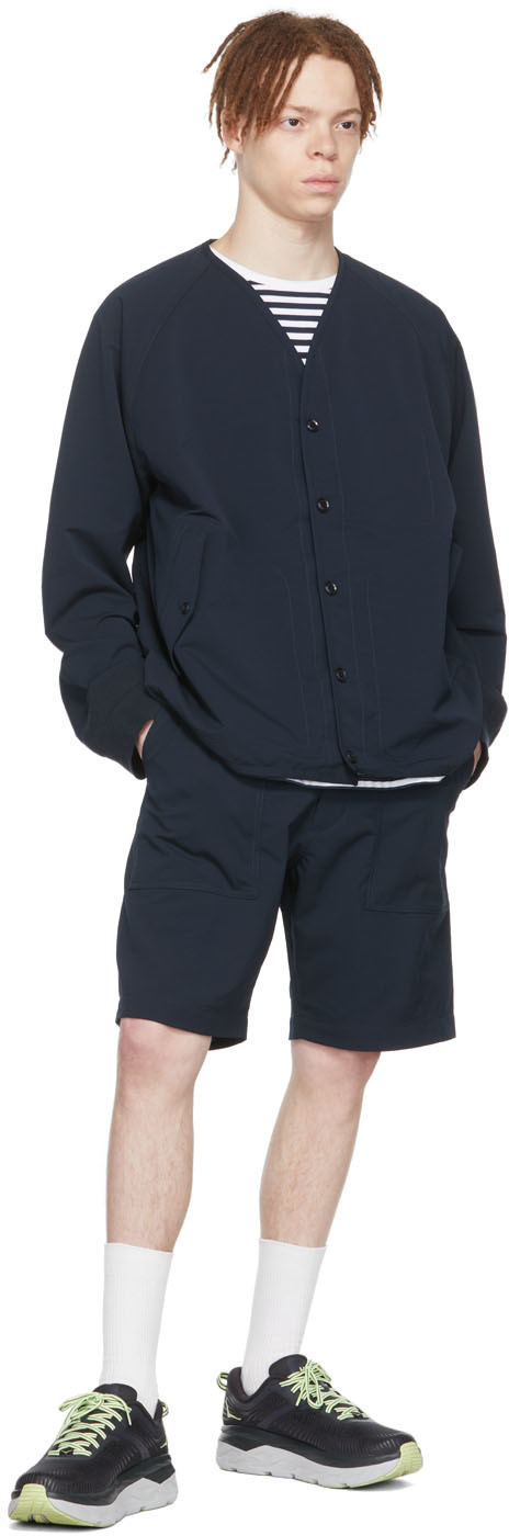Nanamica Navy Polyester Cardigan Nanamica