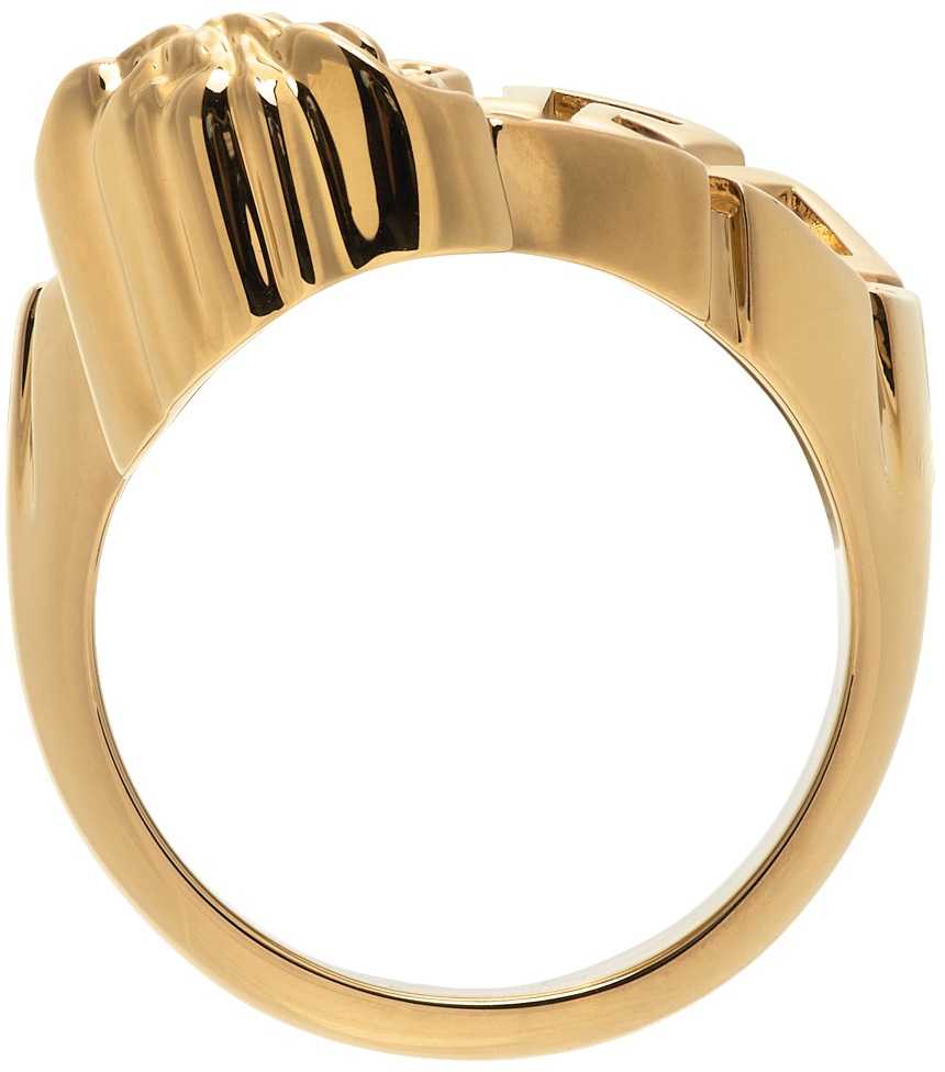 Versace Gold 'La Medusa' Greca Ring Versace