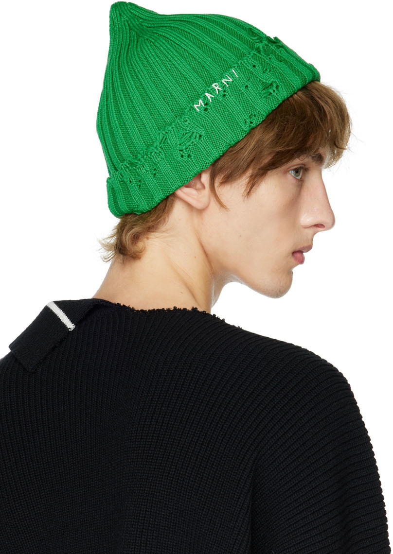 Marni Green Distressed Beanie Marni
