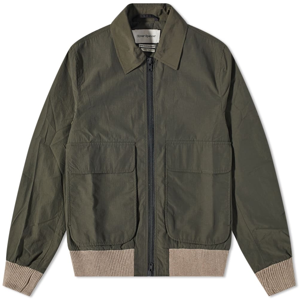 Oliver Spencer Men's Langar Bomber Jacket in Dark Green Oliver Spencer