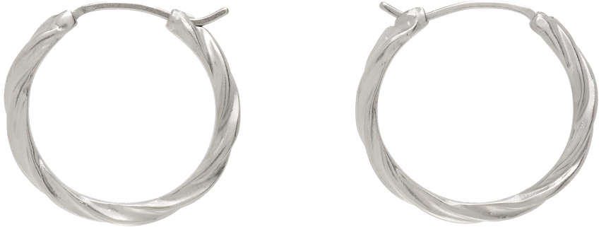 Maison Margiela Silver Twisted Hoop Earrings Maison Margiela