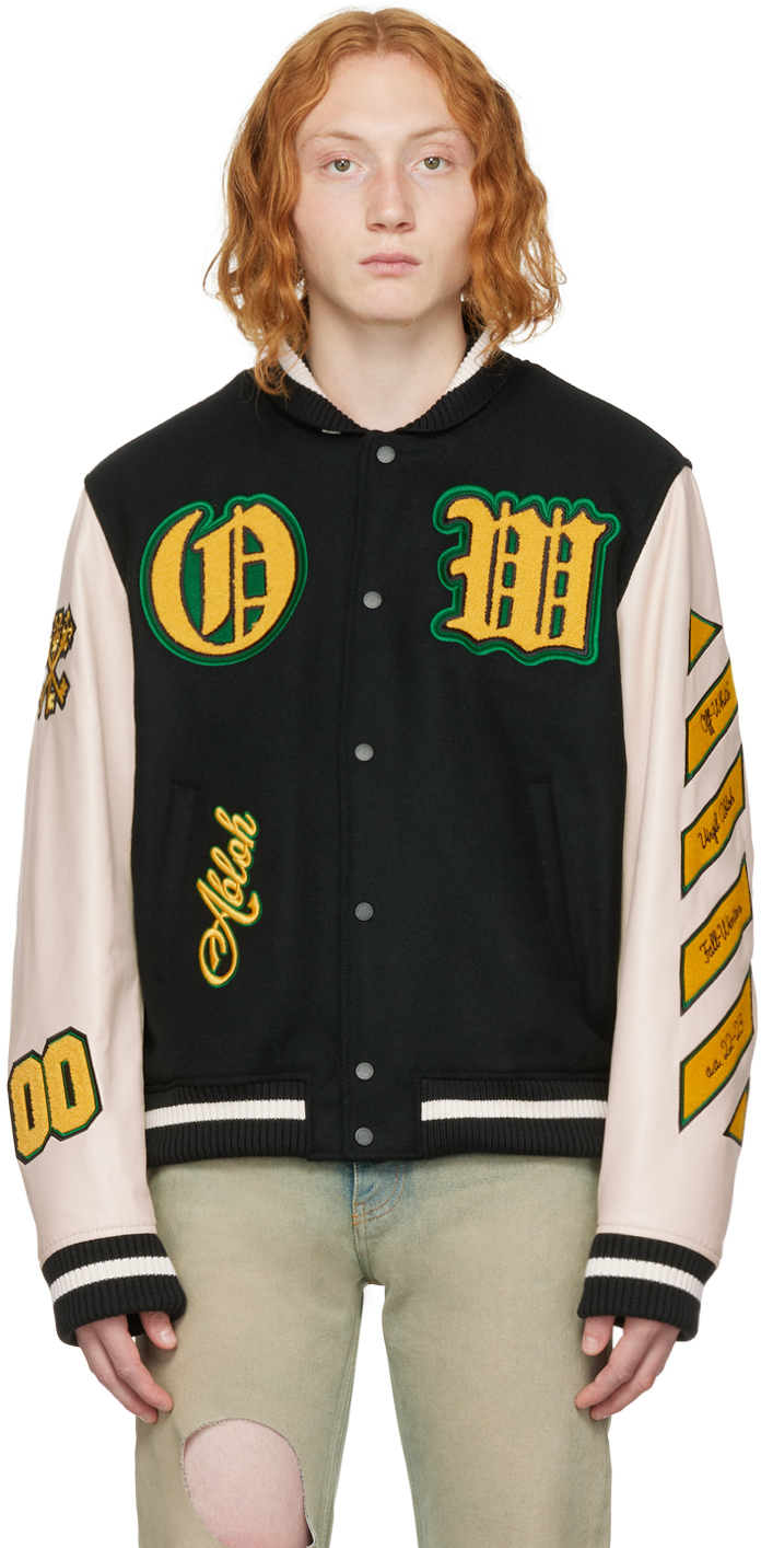 Off-White Black Varsity Bomber Jacket Off-White