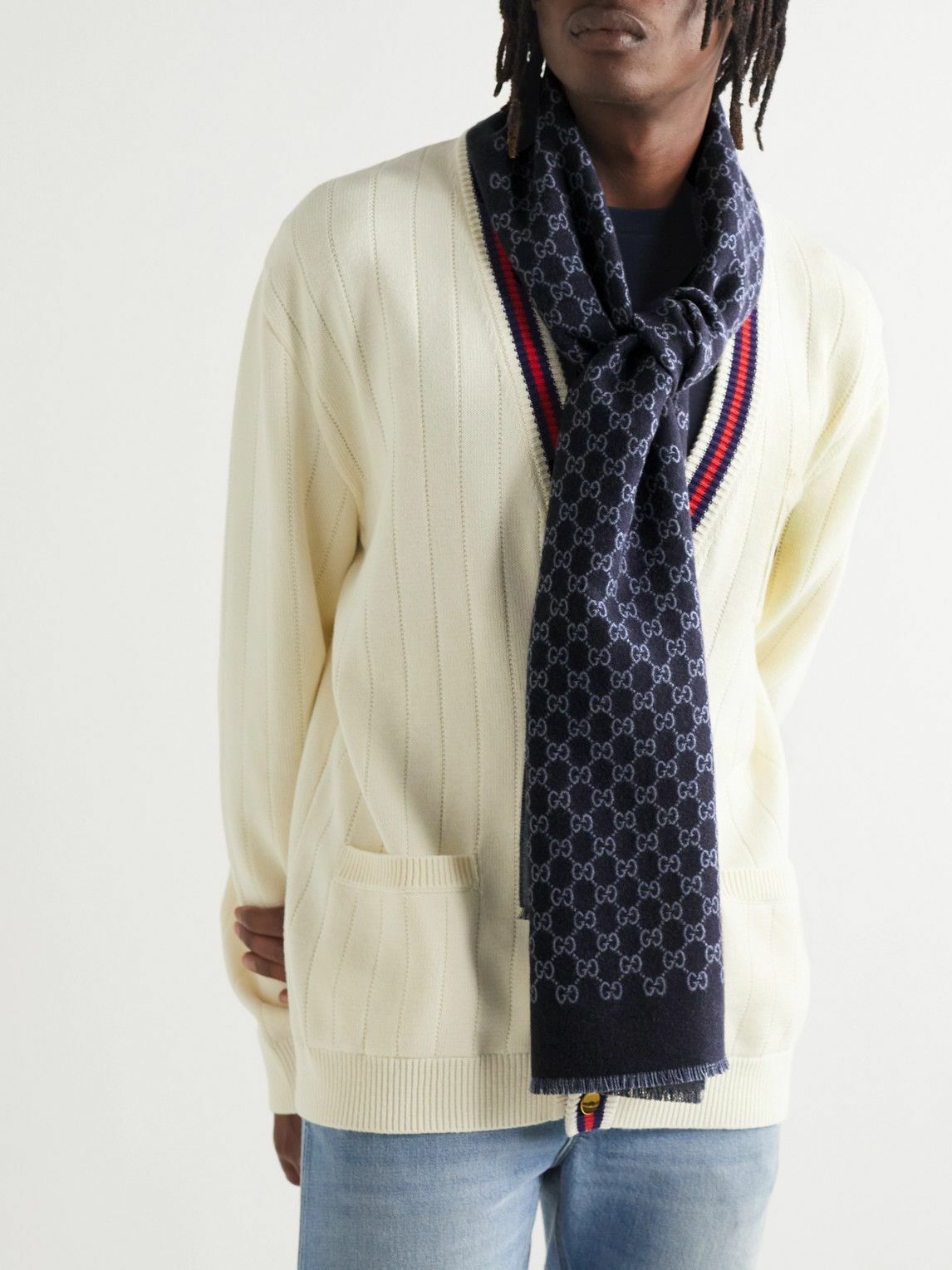 GUCCI - Reversible Logo-Jacquard Wool Scarf Gucci