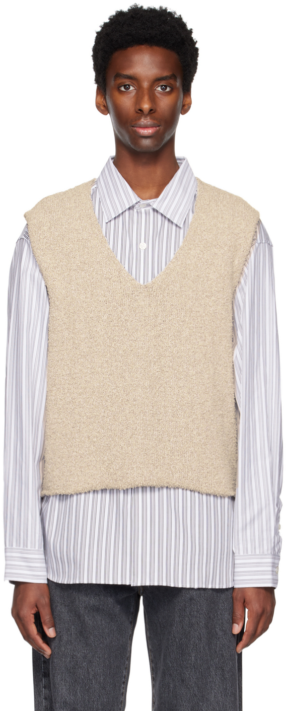 mfpen Beige V-Neck Vest mfpen