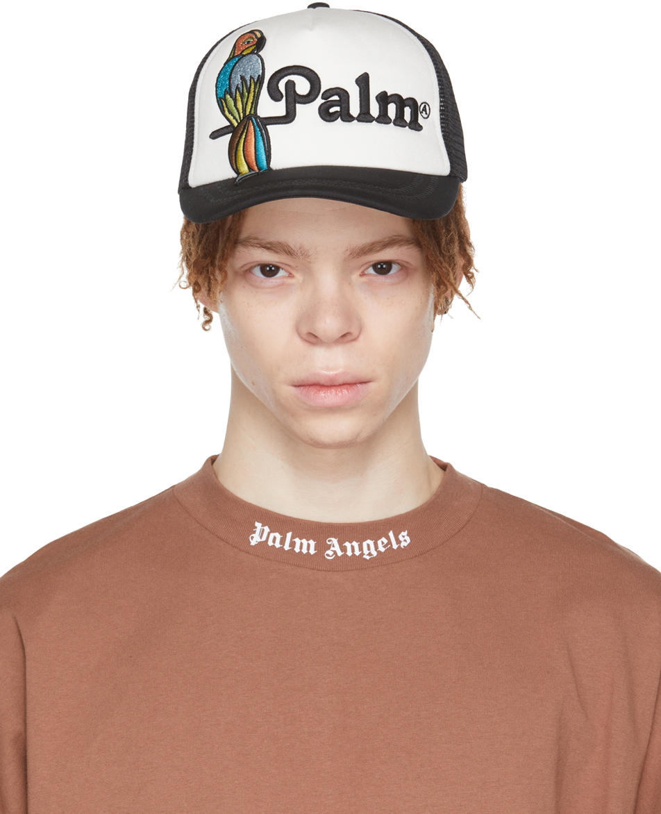 Palm Angels White & Black Parrot Cap Palm Angels