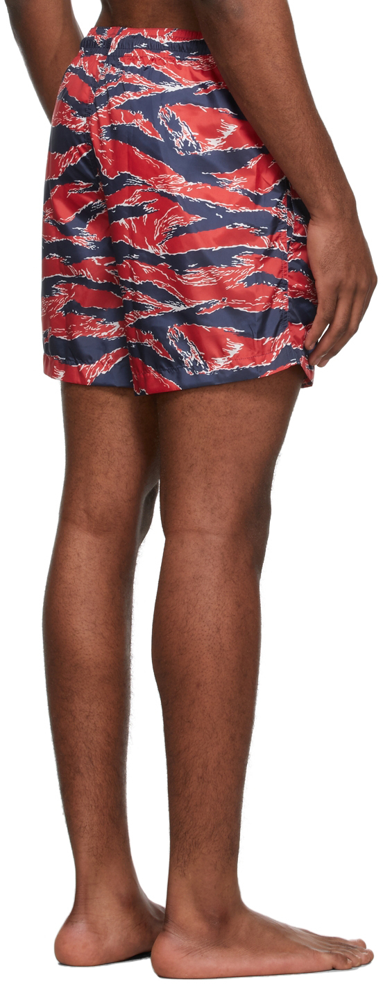 Moncler Red Tiger Stripe Swim Shorts Moncler