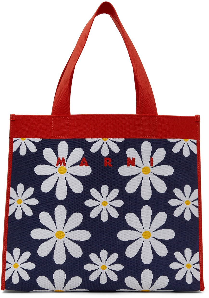 Marni Navy Medium Daisy Tote Marni
