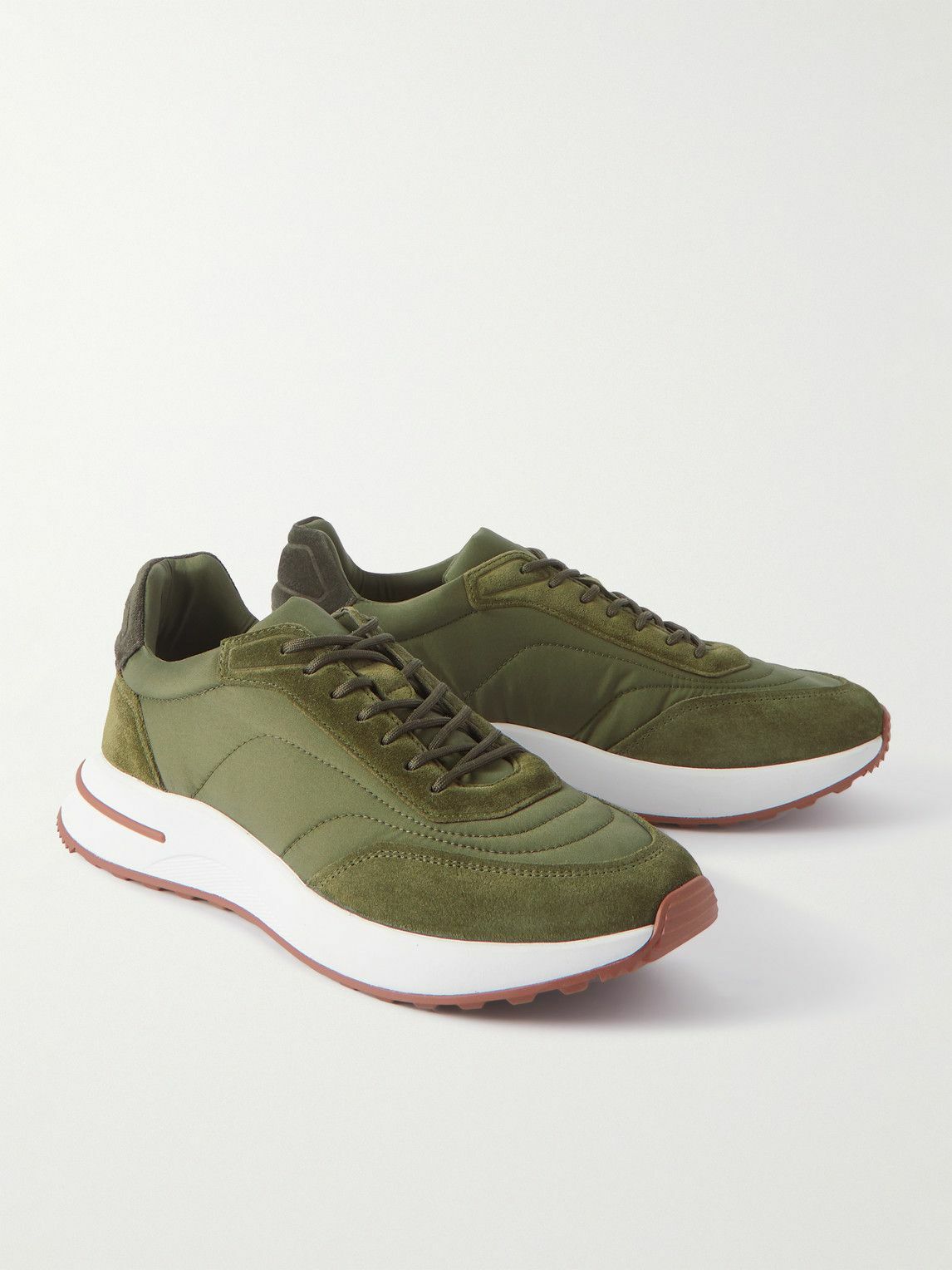 Loro Piana - Weekend Walk Suede-Trimmed Shell Sneakers - Green Loro Piana