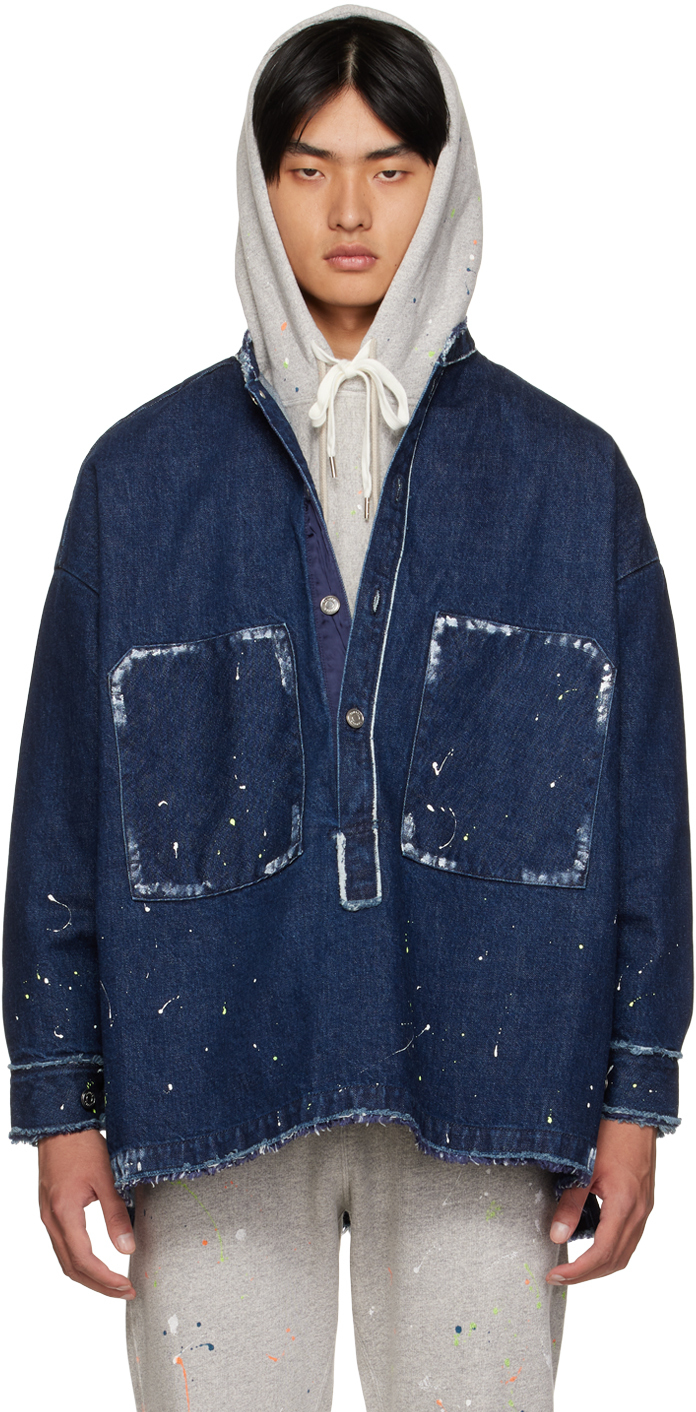 Tanaka Blue Paint Splatter Shirt Tanaka