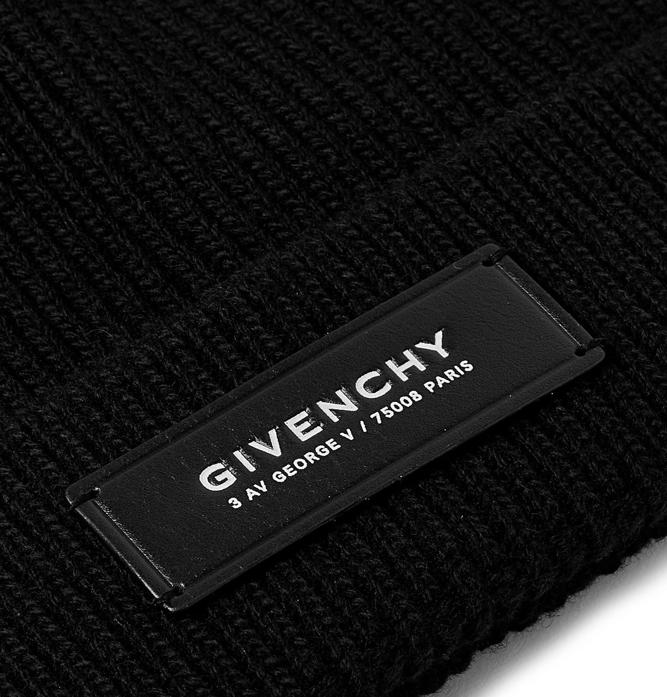 GIVENCHY - Leather-Trimmed Wool and Cashmere-Blend Beanie - Black Givenchy