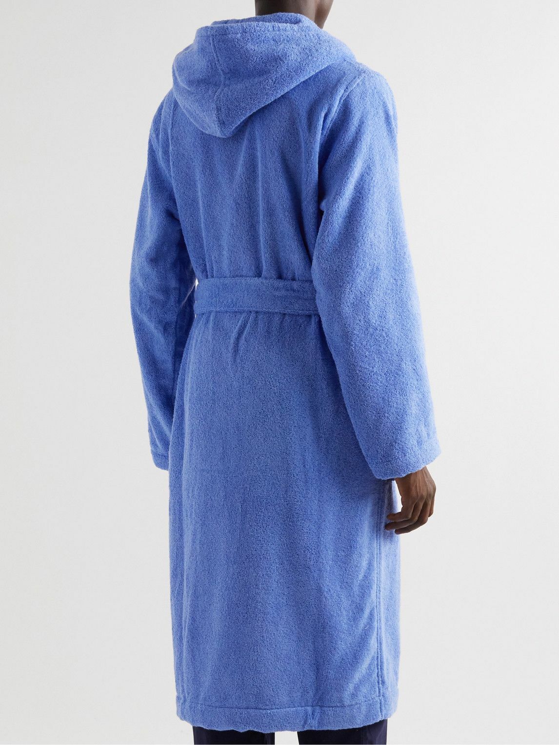 TEKLA - Organic Cotton-Terry Hooded Robe - Blue Tekla Fabrics