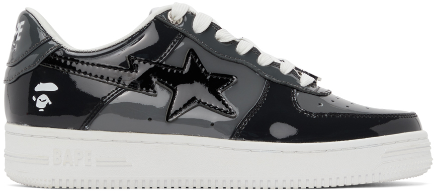 BAPE Black & Grey Patent Sta Sneakers A Bathing Ape
