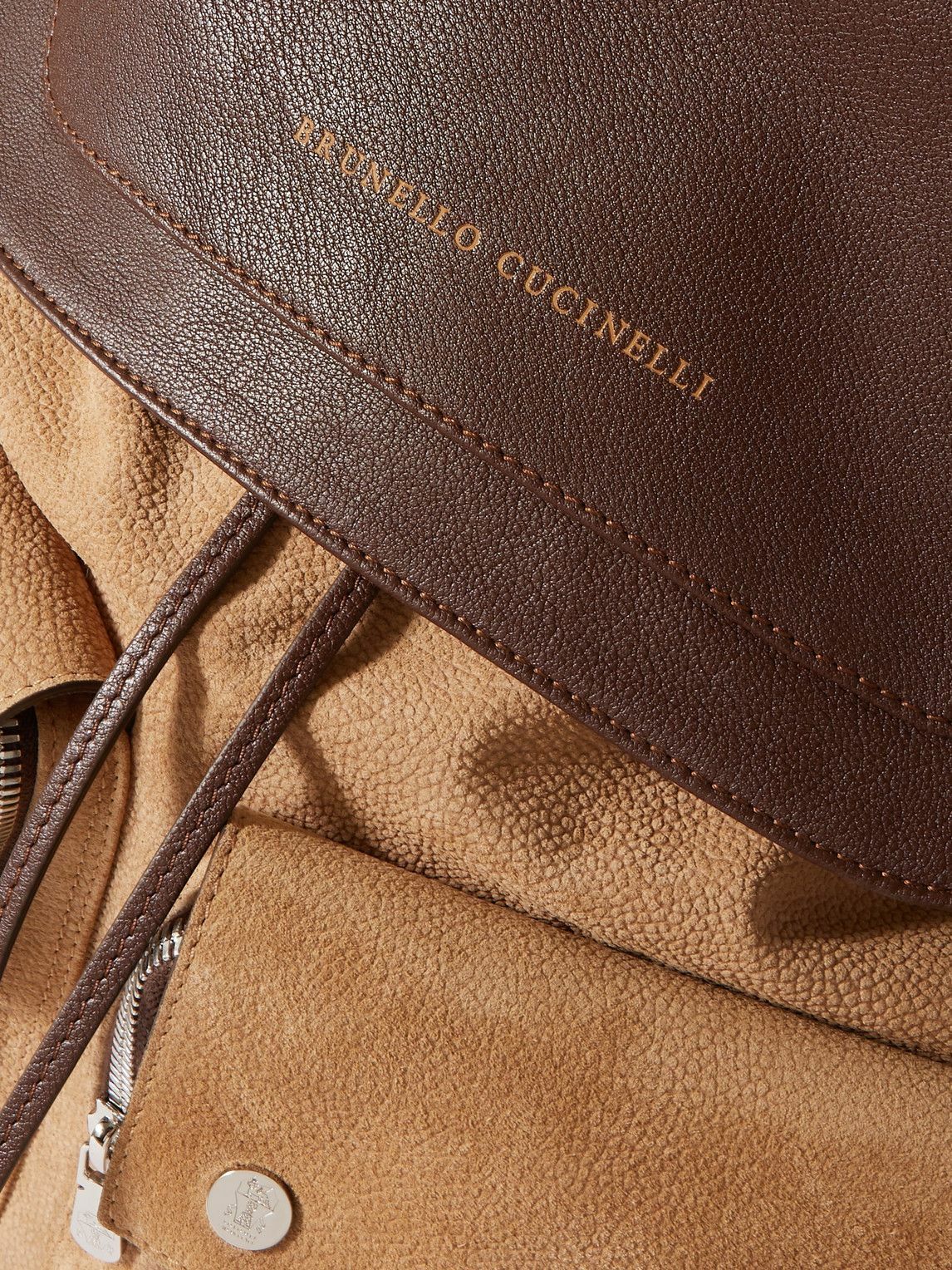 Brunello Cucinelli - Leather-Trimmed Suede Backpack Brunello Cucinelli