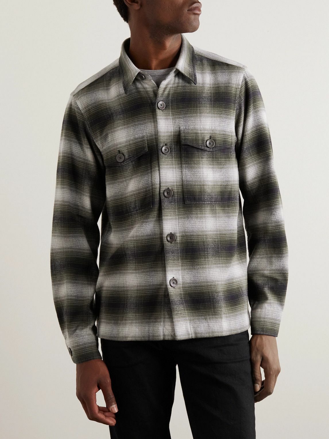 TOM FORD - Checked Cotton-Flannel Overshirt - Green TOM FORD