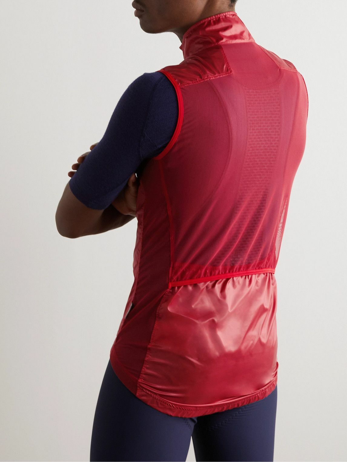 Café du Cycliste - Petra Mesh-Panelled Shell Cycling Gilet - Red Cafe ...