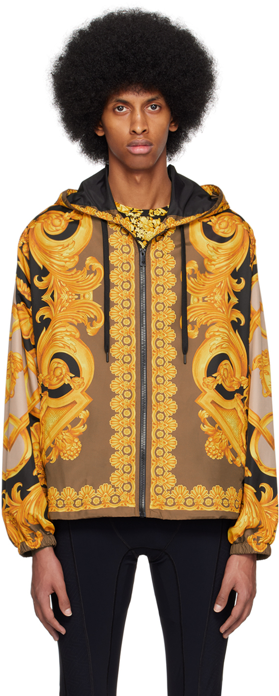 Versace Brown & Yellow Barocco 660 Jacket Versace