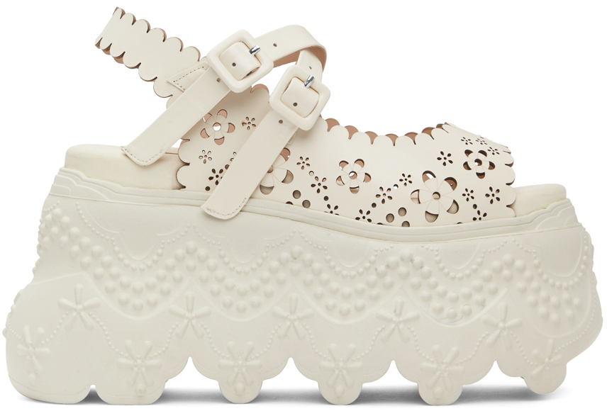 Simone Rocha Off-White Lace Tracker Platform Sandals Simone Rocha