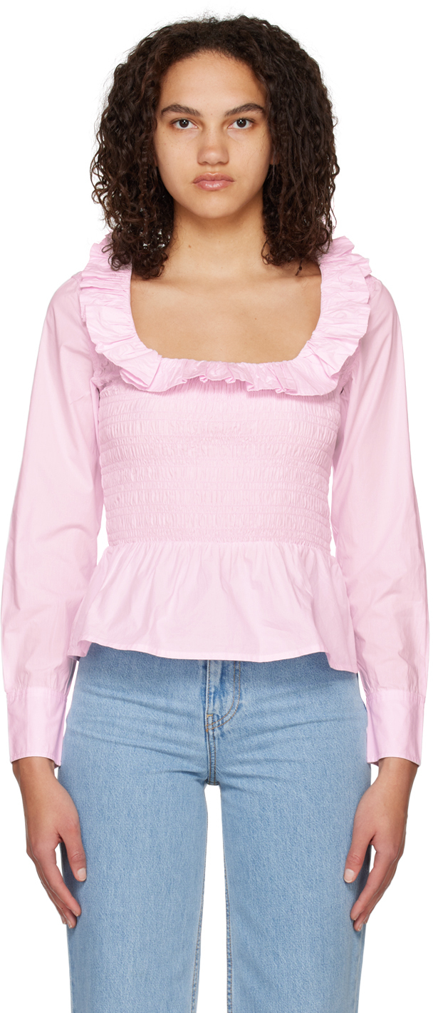 GANNI Pink Smock Blouse GANNI