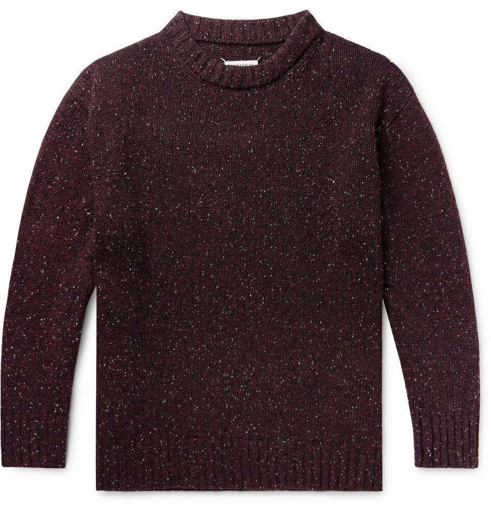 Maison Margiela - Oversized Donegal Wool-Blend Sweater - Burgundy ...