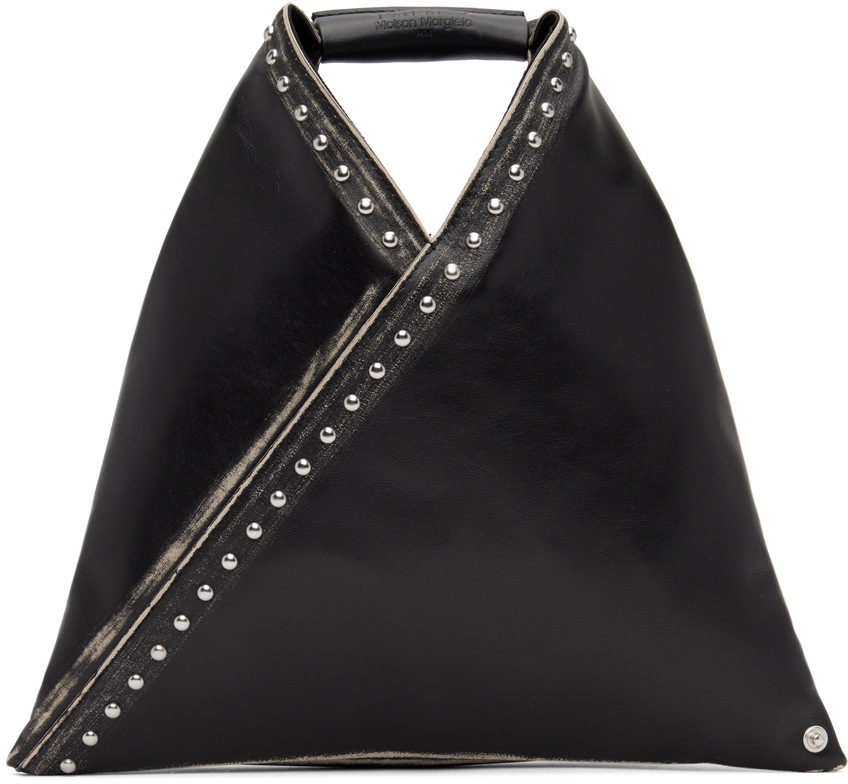MM6 Maison Margiela Black Mini Distressed Triangle Tote MM6 Maison Margiela