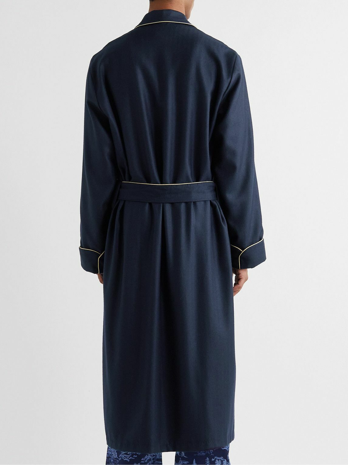 Derek Rose - Duke Herringbone Cashmere Robe - Blue Derek Rose