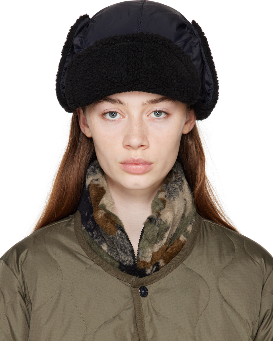 TAION Black Reversible Boa Down Cap Taion Extra