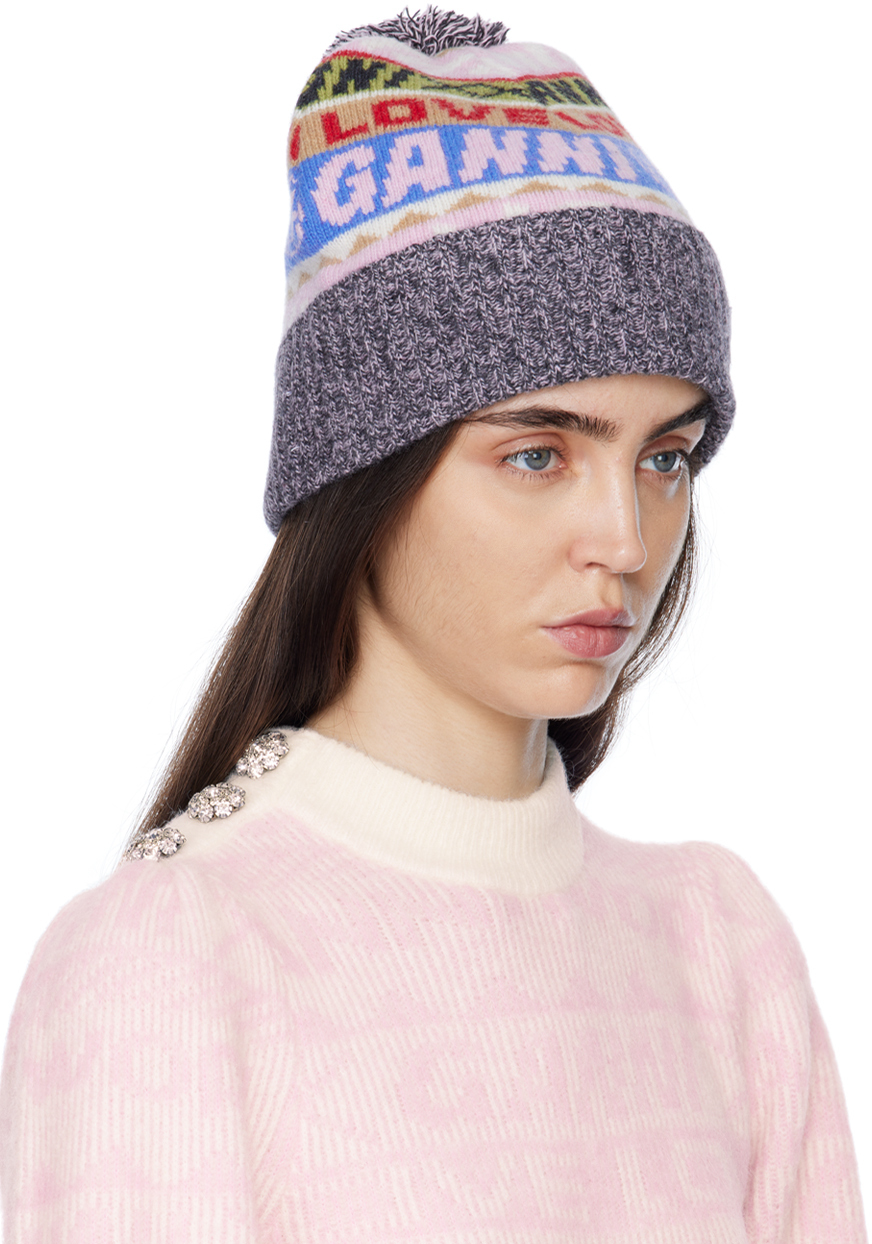 GANNI Multicolor Logo Beanie GANNI