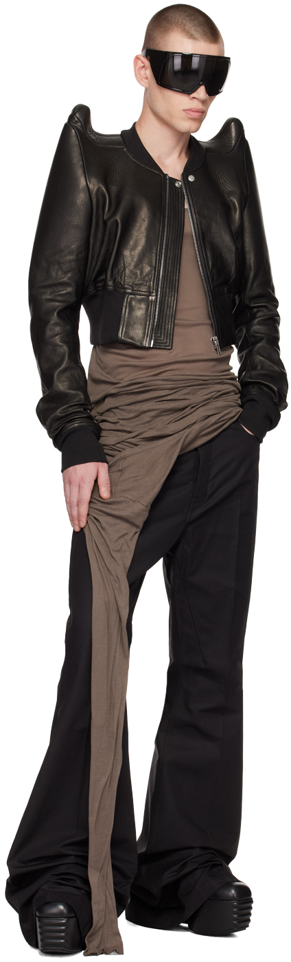 Rick Owens Black Tec Leather Bomber Jacket Rick Owens